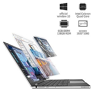 Jumper 11.6 inch Full HD Touchscreen Laptop 6GB RAM, 128GB eMMC 360 Degree Convertible Tablet PC Windows 10 Ultrabook PC Intel Celeron Quad Core Processor