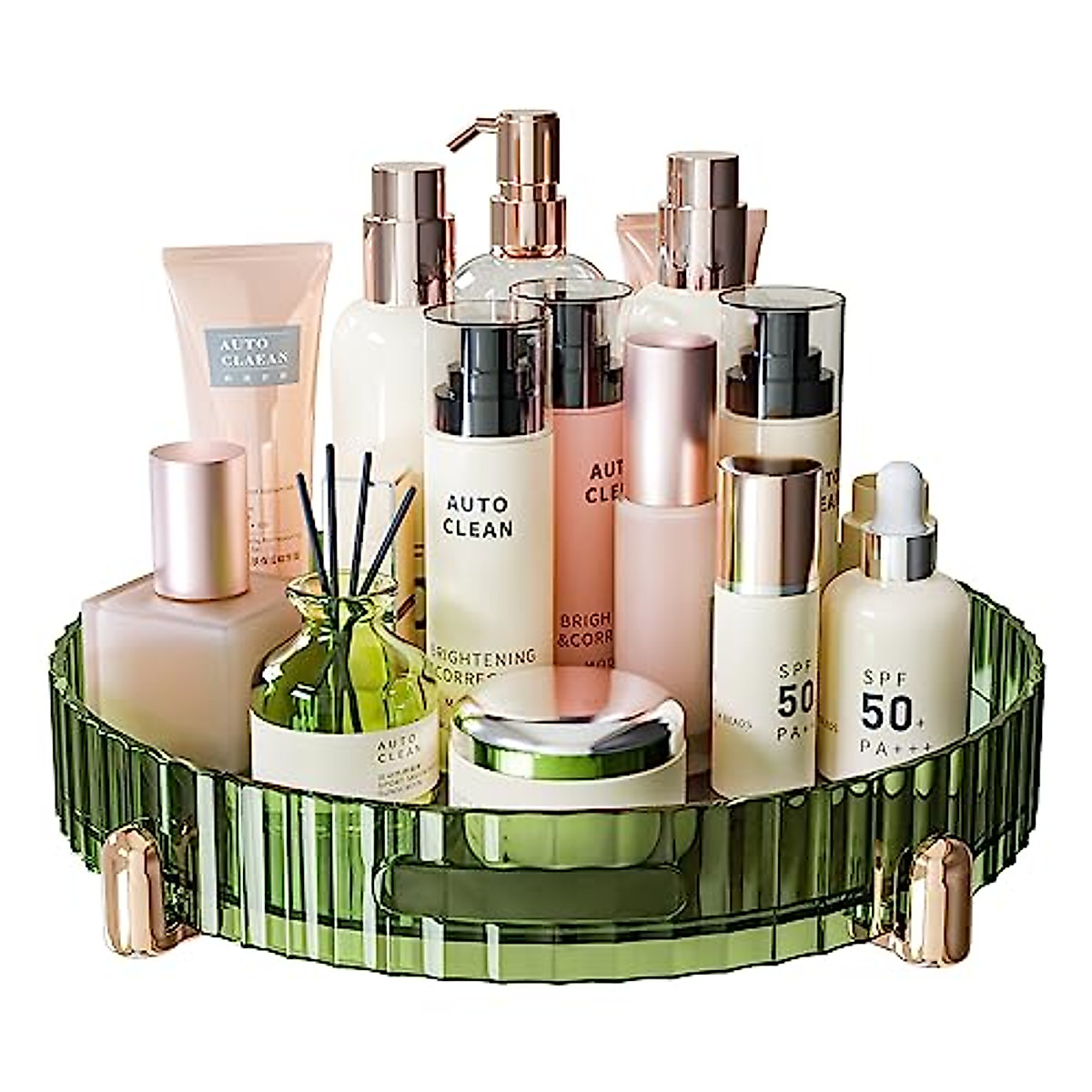 Vnmlopi Rotating Makeup Organizer for Vanity, Bathroom Organizer Countertop Spinning Holder – Large Capacity Perfume Organizer Tray, Skincare Organizers Cosmetics Storage Rack