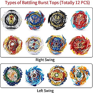 PWTAO Bey Battling Top Burst Launcher Grip Toy Blade Set Game Storage Box 12 Top Burst Gyros 2 Launchers Great Birthday Gift for Boys Children Kids