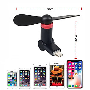 Wuedozue Portable Mini Fan [180 Rotating] Small Cool Cooler Cell Phone Fan Compatible with iPhone 14/14 Pro Max/13/13 Pro Max/12/11/12 Pro/Xs/Max/X/iPod and Other Devices