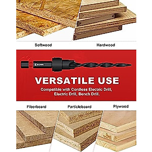 EZARC Countersink Drill Bit Set, 3 PCS Tapered Drill Bits Counter Sinker Set, 1/4" Hex Shank Quick Change for Woodworking, Pilot Screw Hole Set