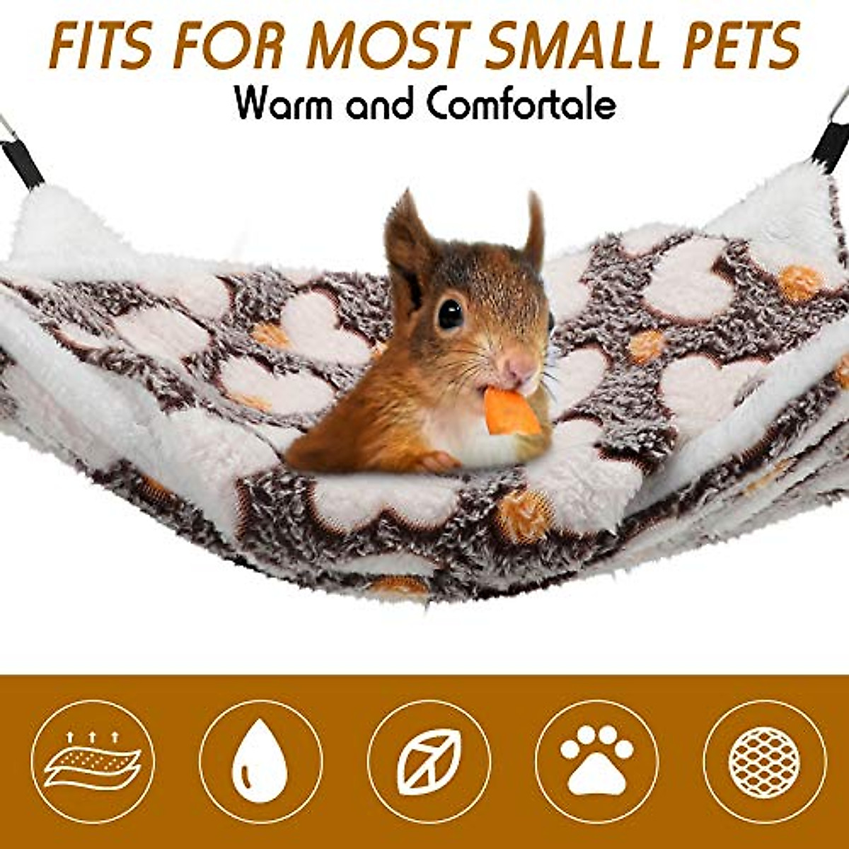 Small Pet Cage Hammock, Double-Layer Rat Hammock Hanging Bed, Warm Ferret Cage Hammock, Pet Swinging Bed for Sugar Glider Fleece Chinchilla Parrot Guinea Pig Squirrel Hamster Playing Sleeping