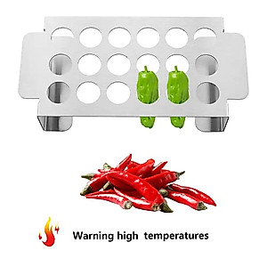 BTCDR Jalapeno Popper Grill Roasting Rack with Handle, Stainless Steel 18 Holes Capacity for Pepper Chili or Chicken Legs & Wings on Barbecue Smoker, BBQ and Oven, 2 Pack