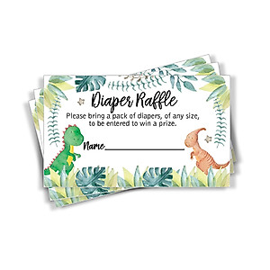 All Ewired Up 50 Dinosaur Diaper Raffle Tickets Diaper Raffle Ticket Lottery Insert Cards Baby Shower Invitations, Supplies and Games for Baby Reveal Party, Gender Neutral Bring a Pack of Diapers