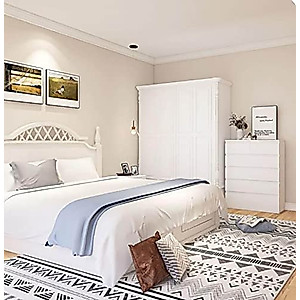 DRAMLOR 6 Drawer Tall White Dresser, Simple and Modern Wood Tall Dressers for Bedroom, 6 Drawer Chest of Drawers Closet Organizers and Storage Suitable for Living Room, Bedroom, Hallway