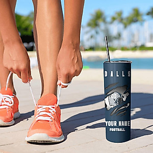 20oz Customs Football City Tumbler with Lid and Straws, Personalized Football GIfts for Fans, Travel Cup Adds Your Name and Number