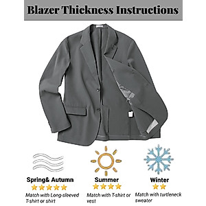 COOFANDY Men’s Casual Blazer Jackets Two Button Lightweight Slim Fit Sports Coat Grey