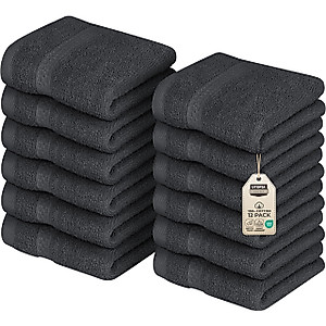 Utopia Towels [12 Pack] Premium Wash Cloths Set (12 x 12 Inches) 100% Cotton Ring Spun, Highly Absorbent and Soft Feel Essential Washcloths for Bathroom, Spa, Gym, and Face Towel (Grey)