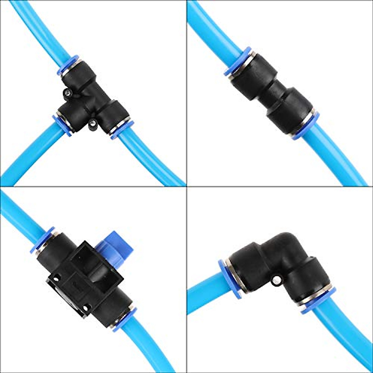 WYNNsky Shop Air Line Kit, 3/8 Inch (9.5MM) OD × 60 Feet Nylon Compressed Air Pipe, 200PSI, Cutter, Tees, Mounting clips, Connectors, 49PCS Garage Air Compressor Accessories Master Kit