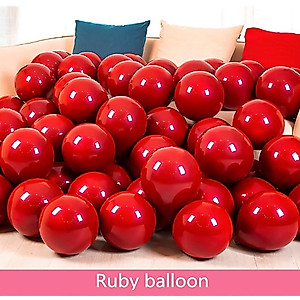 Siticoto 50pcs Ruby Red Gold Confetti Latex Balloons, 12 inch Clear Confetti Balloons and Red Round thick Ruby Double Latex Balloons for Love Bride Wedding Valentine Day Party
