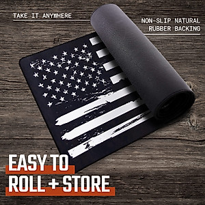 Ultimate Rifle Build Gun Cleaning Mat - Non-Slip Pad with Distressed US Flag Design for Gun Cleaning Supplies- Large (28x16”)
