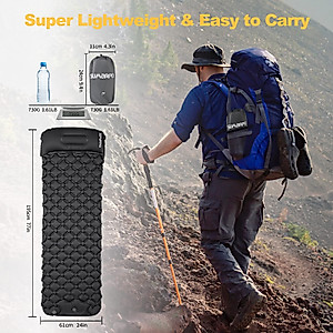 SUMARPO Camping Sleeping Pad, 25s Fast Inflation with Foot Pump, Waterproof Ultralight Sleeping Mat, 4-Season Backpacking, Hiking, Tent, Traveling