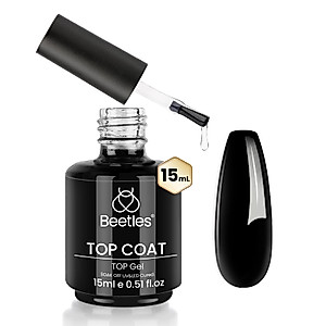 beetles Gel Polish 15ml/0.51fl oz No Wipe Top Coat, High Gloss Shiny Long-Lasting Clear Gel Top Coat, Soak Off Nail Lamp Nail Gel, Home DIY Professional Manicure and Nail Salon
