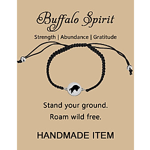 MAOFAED Buffalo Gift Buffalo Spirit Strength Abundance Gratitude Buffalo Bracelet for Men Women (buffalo spirit cardbr)
