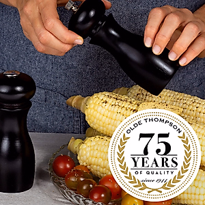 Olde Thompson 6 Caffe Wood Pepper Mill and Salt Shaker Set