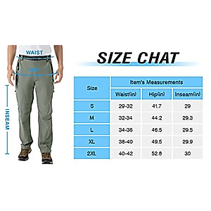 TBMPOY Men's Outdoor Lightweight Windproof Belted Quick-Dry Hiking Pants Thin Sage Green L