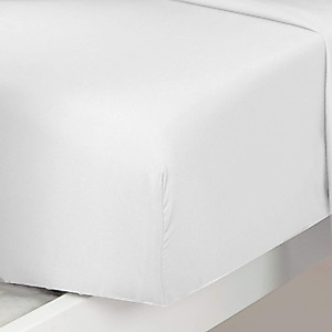 PLAIN PRINTED LINEN 3-Piece Toddler Sheet Set, 100% Cotton Fitted Sheet, Flat Sheet and Envelope Pillowcase, Toddler Bed Set,Crib Sheets Set,Mini Crib Sheets (White Solid)