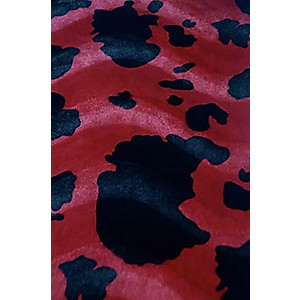 LUVFABRICS Cow Print Velboa Short Fur Pile Upholstery Drapery Clothing Fabric by The Yard (Black ON RED)