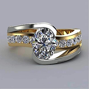 XINQI Plated Silver Oval Cut 4ct Cubic Zirconia CZ Solitaire Engagement Ring (6)