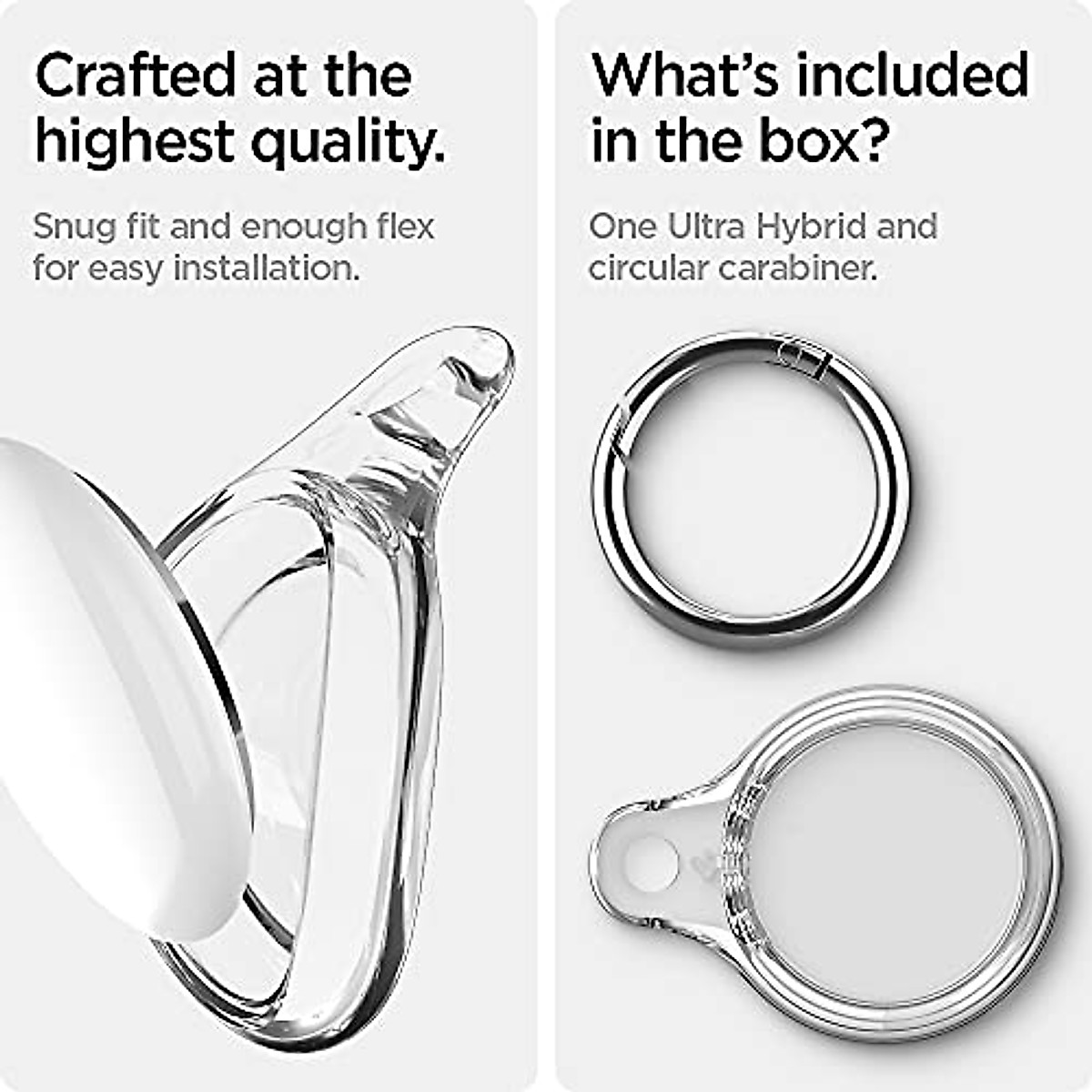 Spigen Ultra Hybrid Compatible with AirTag Case Cover AirTag Holder Designed for AirTag Keychain Ring (2021) - Crystal Clear