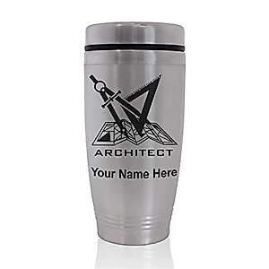 SkunkWerkz Commuter Travel Mug, Architect Symbol, Personalized Engraving Included