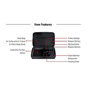 TEKCAM Large Carrying Case Action Camera Storage Bag Compatible with Gopro Hero 11 10 9 8 7 6 5/AKASO EK7000 Brave 4 V50X Brave 7LE/Dragon Touch/APEXCAM/Vemont 4K Action Camera Travel Carry Case