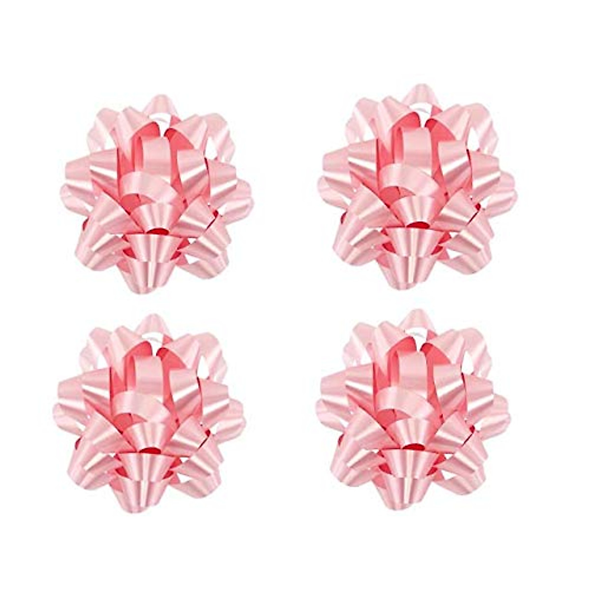 Worlds Light Pink Gift Wrap Bows,Satin Finish Confetti Bows-Christmas Ribbon Gift Bows 4" Inch (12 Pack)