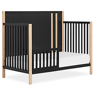 Dream On Me Convertible Crib Toddler Guard Rail in Matte Black Vintage, Converts Cribs to Toddler Beds, Solid Wood Construction