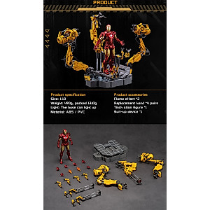 BANOBI Ironman MK4 Suit-up Gantry,7 Inch Action Figure,Collectible Ironman Scence,Light with Platform