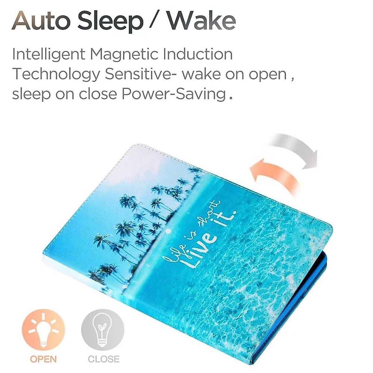 MonsDirect for Fire HD 10 Tablet Case&Fire HD 10 Plus Tablet Case 13th/11th Generation 2023 2021 Release, Smart Auto Wake Sleep Folio Case Stand Protective Cover with Card Slot, Beach