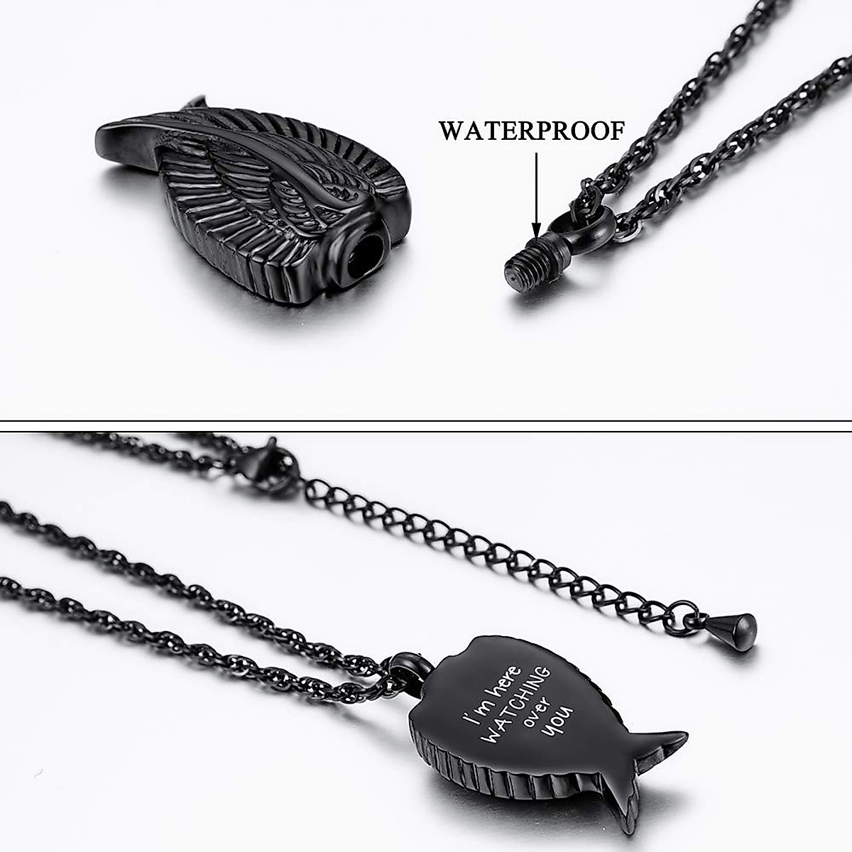 Angel Wing Cremation Necklace for Ashes Stainless Steel Urn Pendant Ashes Holder Memorial Jewelry