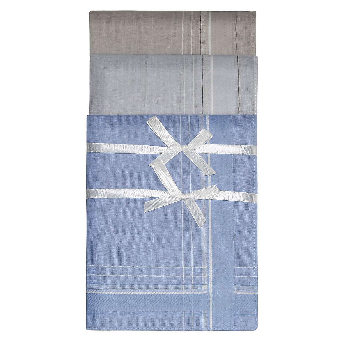 Zenssia Men's Soft Cotton Handkerchiefs Assorted Color with Stripe 6 Piece Gift Set Pattern 2