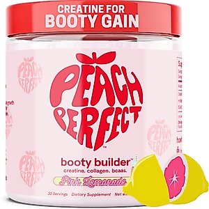 Peach Perfect Creatine for Women Booty Gain, Muscle Builder, Energy Boost, Pink Lemonade, Cognition Aid | Collagen, BCAA, lean muscle, Creatine Monohydrate Micronized Powder, Alt Creapure, 30 Servings