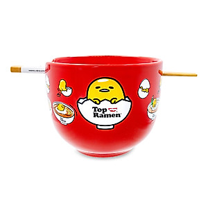 Sanrio Gudetama x Nissin Top Ramen 20-Ounce Noodle Bowl and Chopstick Set