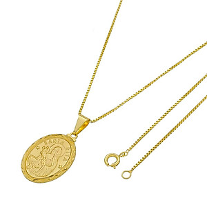 Tudo Jóias Unissex 18k gold plated Saint Rita medal Pendant with Box Necklace 23.6 inches Made in Brazil