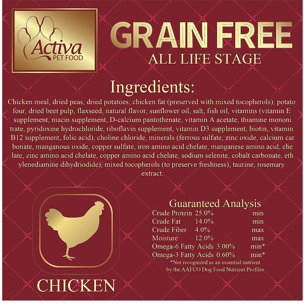 Activa Grain Free Custom Dog Food (15 Pound, Chicken)