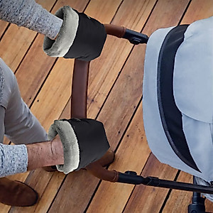 ALYCLIP Stroller Hand Muff, Extra Thick Fleece Pram Pushchair Universal Hand Gloves, SoZone Waterproof Warm Baby Stroller Gloves with 1 Buggy Clip
