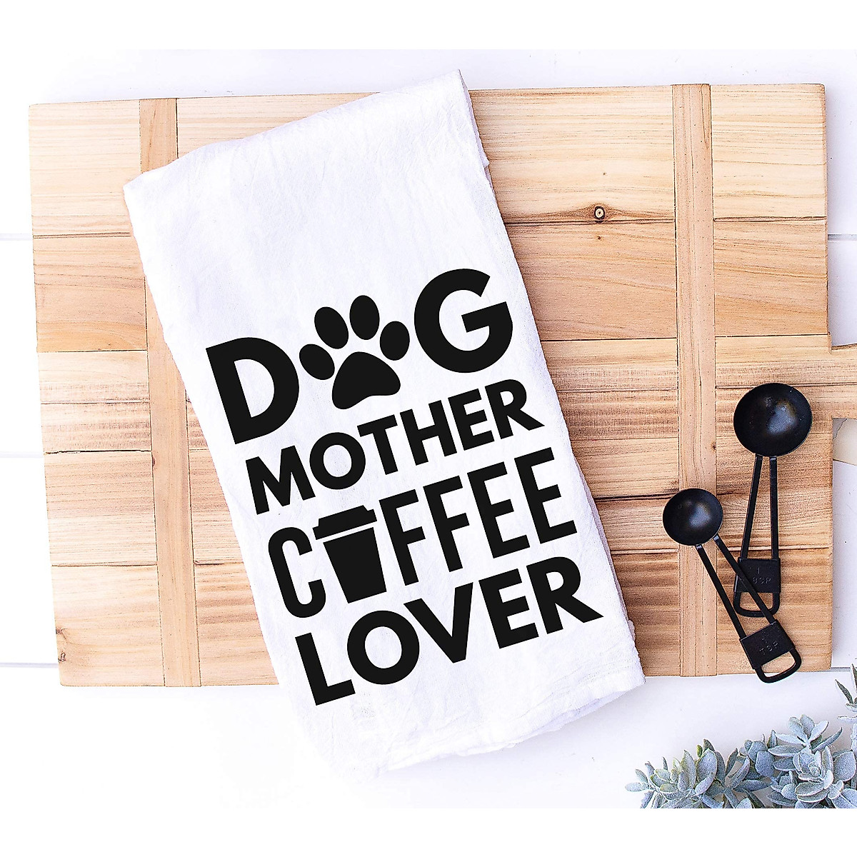 Handmade Funny Kitchen Towel - 100% Cotton Funny Cat Dish Towel - 28x28 Inch Perfect for Housewarming Cat Dog Lovers - Christmas - Pet Lovers Gift (Dog Mother Coffee Lover)