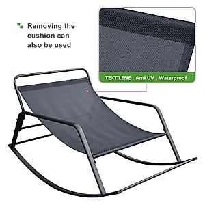 ATR ART TO REAL Patio Rocking Chairs, Indoor & Outdoor Rocker Chair Padded Cushion Reading Chair with Side Pocket and Pillows for Living Room, Balcony, Porch, (Navy Blue)