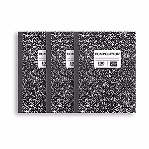 (3 Pack) 100 Sheet Pen+Gear Black Marbled College Ruled Composition Notebooks - 300 Sheets Total