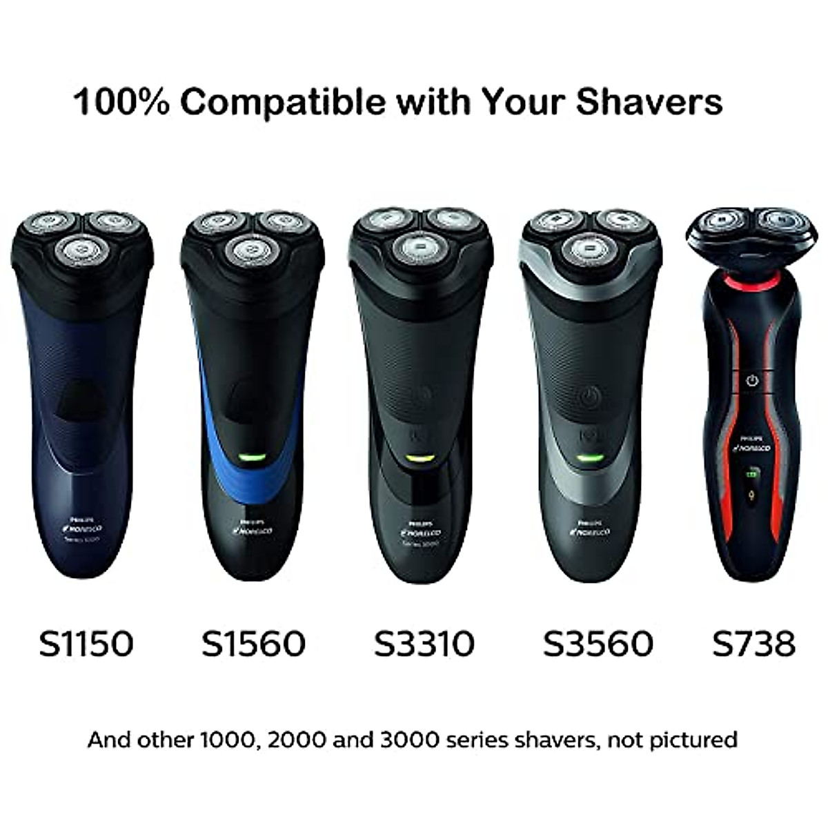 SH30 Replacement Heads for Philips Norelco Series 3000, 2000, 1000 Shavers and S738 Click and Style, ComfortCut Shaving Heads 6 Pack