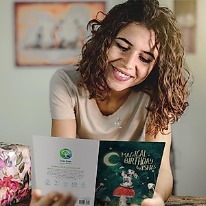 Tree-Free Greetings - Birthday Cards - Artful Designs - 1 Card + Matching Envelopes - Made in USA - 100% Recycled Paper - 5"x7" - Magical Wishes (GO65331)