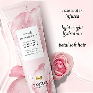 Pantene Nutrient Blends Miracle Moisture Boost Rose Water Conditioner for Dry Hair, Sulfate Free, 8 Fl Oz