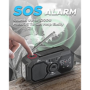 Hand Crank Emergency Radios,Portable NOAA/AM/FM Weather Radio with SOS Alarm,3500mAh Pocket Solar Power Bank Gadget for Home Camping Hiking Outdoor, Must Have Survival Gear Gift for Men Dad