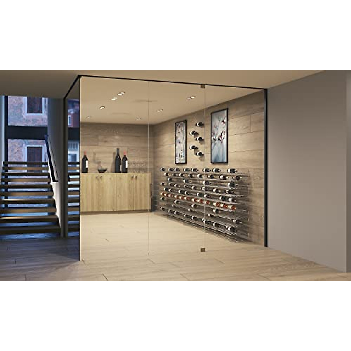VintageView W Series Single: 1-Bottle Metal Wall Mounted Wine Rack (Satin Black, Left) Stylish Modern Wine Storage with Label Forward Design