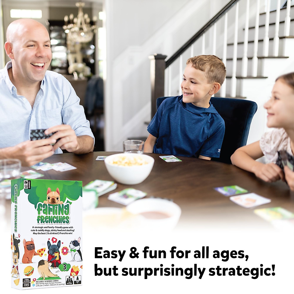 Farting Frenchies - Fast-Paced Strategic Card Game for Kids & Adults - Simple Setup, 20 Min Playtime, 2-4 Players, Ages 7+