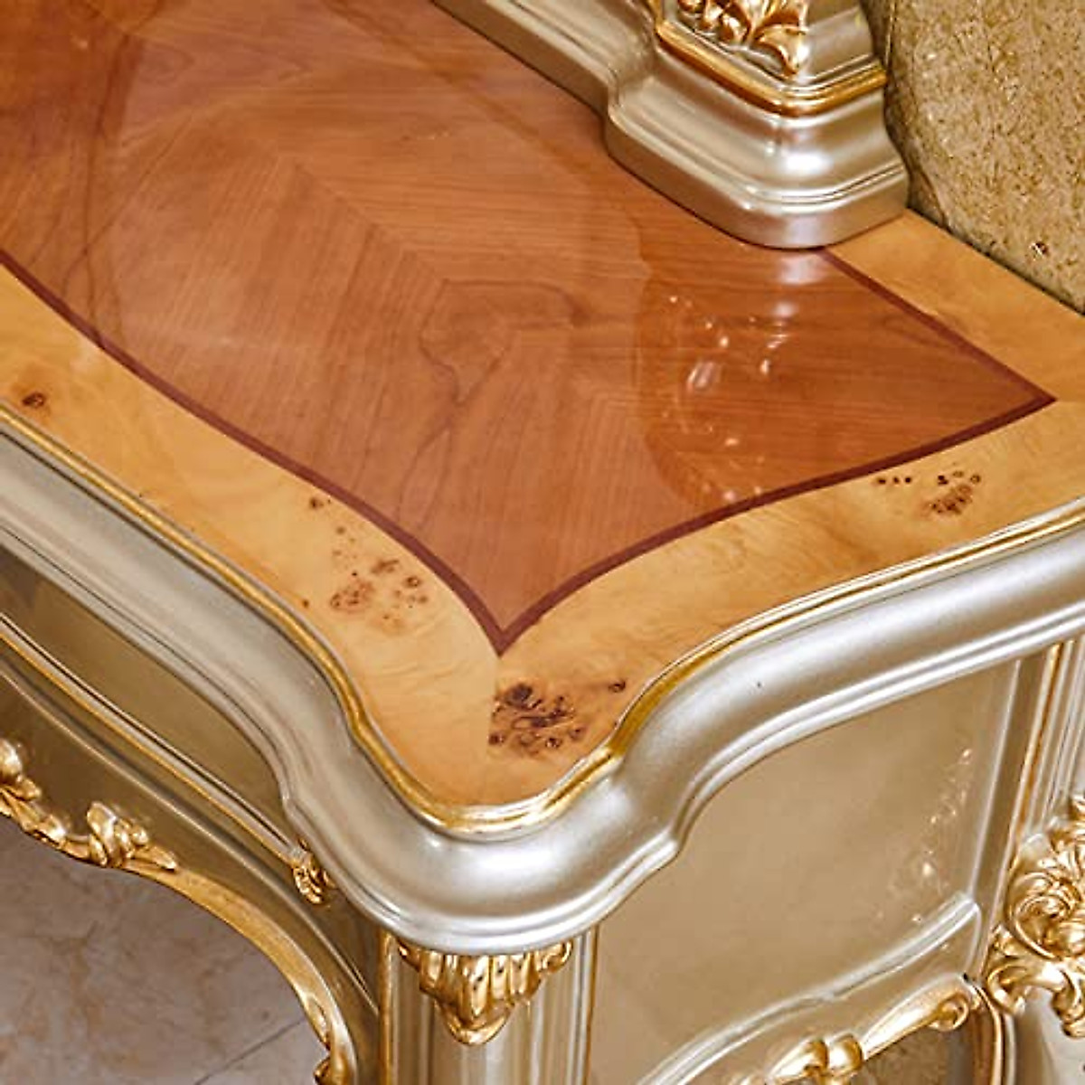 MARURY 47" Light Luxury Makeup Vanity Dressing Table, European Retro Solid Wood Make-up Table with Make-up Stool, Vintage Vanity Table with Mirror, for Bedroom,Entryway, Hallway, Living Room