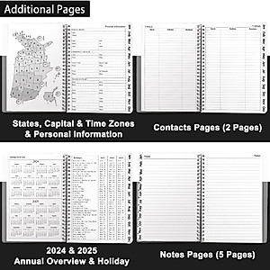 Veiai 2024 Planner,January - December, Wirebound,Weekly and Monthly with Monthly Tabs Planner, Frosted Cover,6.5"x8.5", Twin-Wire Binding Calendar Notebook (Black)