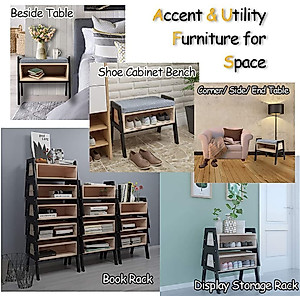 4HOMART Stackable Entryway Shoes Bench Seat Rack Wood Shoe Cabinet with Storage for Hallway Modern Shoe Stool Small Space Door with Free Cushion Changing Shoes Utility Storage Rack Shelve