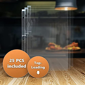 Recipe Sheet Protectors 8.5x11'' for Recipe Binder (25 Sleeves) Top-Loading Plastic Sleeves, Clear Sheet Protectors for 3 Ring Binder, Convenient Refill for Recipes (25 Pack, 8.5 x 11'' - 1 Pocket)